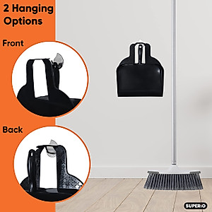 Superio Heavy Duty Plastic Step-on Dustpan with Comfort Grip Handle Black, Durable, Lightweight Multi Surface Dust Pan Easy Broom Sweeping, 10-inch Wide, 2-Pack
