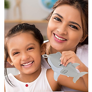 Mozlly Shark Pullback String Water Toy Fun Bath Time Motorized Moving Nautical Animal Summer Party Favor Treat Loot Bag Filler Swimming Pool Kiddie Playset for Babies, Toddlers, Kids - 5.5", 3pcs/Set