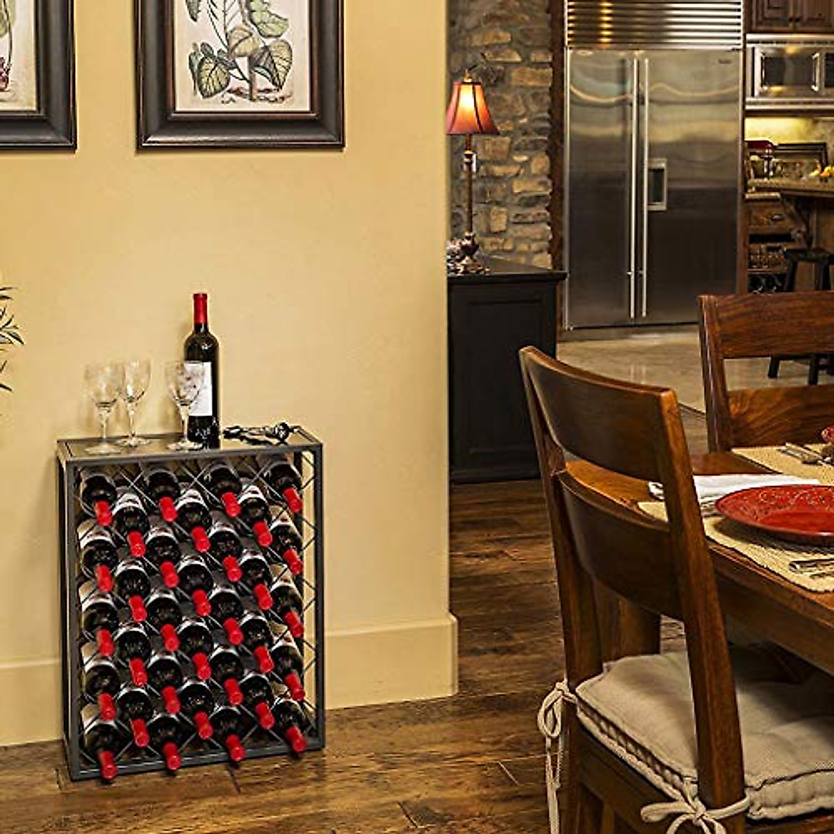 Creative Simplicity 23 Bottle Wood Wine Rack Home Bar Storage Display Shelves Kitchen Decor Modern Wood Wine Racks J1030, PIBM