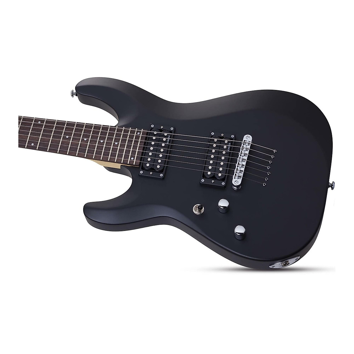 Schecter C-7 Deluxe 7-String Electric Guitar (Left Hand, Satin Black)