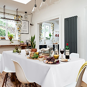 sancua 6 Pack White Tablecloth 60 x 84 Inch, Rectangle Table Cloth for 4ft Table - Stain and Wrinkle Resistant Washable Polyester Table Cover for Dining Wedding Banquet Party Buffet Restaurant