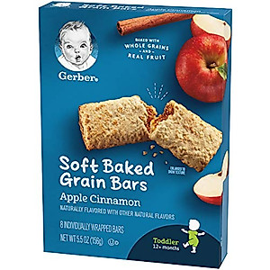 Gerber Soft Baked Grain Bars, Apple Cinnamon, 8 Individually Wrapped Bars/Box (Pack of 4)