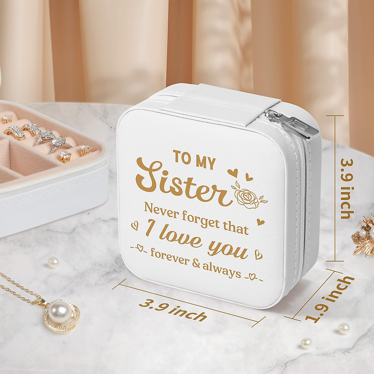 Pandasch Christmas Gifts for Sister - Portable Jewelry Box Gifts for Sister from Sister Brother - Big Little Sister Gifts Ideas Unique - Birthday, Christmas, Valentines or Rakhi Gifts for Sister