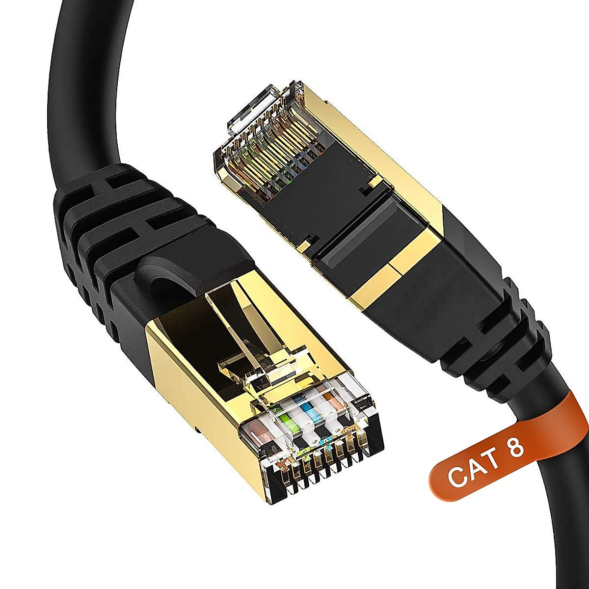Cat 8 Ethernet Cable 100 ft,Indoor & Outdoor LAN Cable,Gaming Internet Network Computer Patch Cord, Faster Than Cat5e/Cat5/Cat6/Cat7,Waterproof Slim Cat8 High Speed Wire for Router, Modem