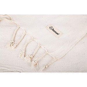 Bersuse 100% Cotton Milas XL Throw Blanket Turkish Towel - 60x90 Inches, White