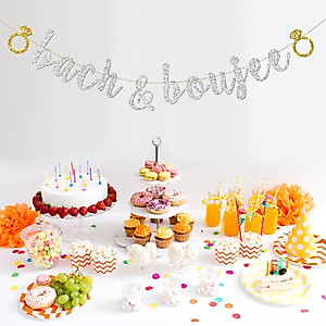 INNORU Bach & Boujee Banner, Bridal Shower, Engagement Party Decorations, Boujee Bride Banner, Wedding Bachelorette Party Decorations, Silver Glitter