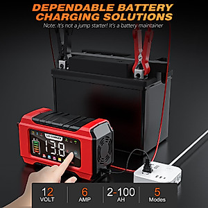 YONHAN Battery Charger 6Amp Smart Car Battery Trickle Charger Automotive with LED Color Display, 12V Battery Maintainer Desulfator for Car, Truck, Motorcycle, Lawn Mower & Marine Lead Acid Batterie