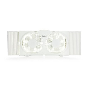 Amazon Basics Window Fan with Manual Controls, Twin 9 Inch Blades, White