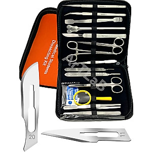 Premium 34 Pcs Advanced Biology Lab Anatomy Student Dissecting Dissection Kit Set with Scalpel Knife Handle Scalpel Blades (All in One with Zipper Case) Blades
