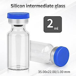 Sterile Empty Vials with Self Healing Injection Port,with Aluminum Plastic Cap，Sealed Empty Glass vials Vials (2ml 10pcs)