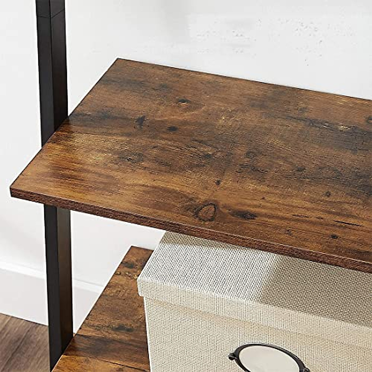 Iwell Ladder Shelf, Ladder Bookshelf, 5-Tier Ladder Bookshelf for Living Room, Office, Rustic Brown