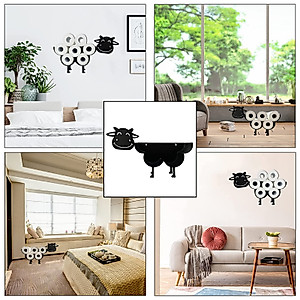 Cow Decorative Toilet Paper Holder Shelf, Cute Funny Tissue Iron Storage Stand Rack Iron Roll Paper Storage Bathroom Kitchen Accessories (Black-Cow)