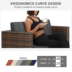 Favoyard Waterproof Outdoor Back Cushion 48in & Patio Chair Cushion 24in (Set of 2)