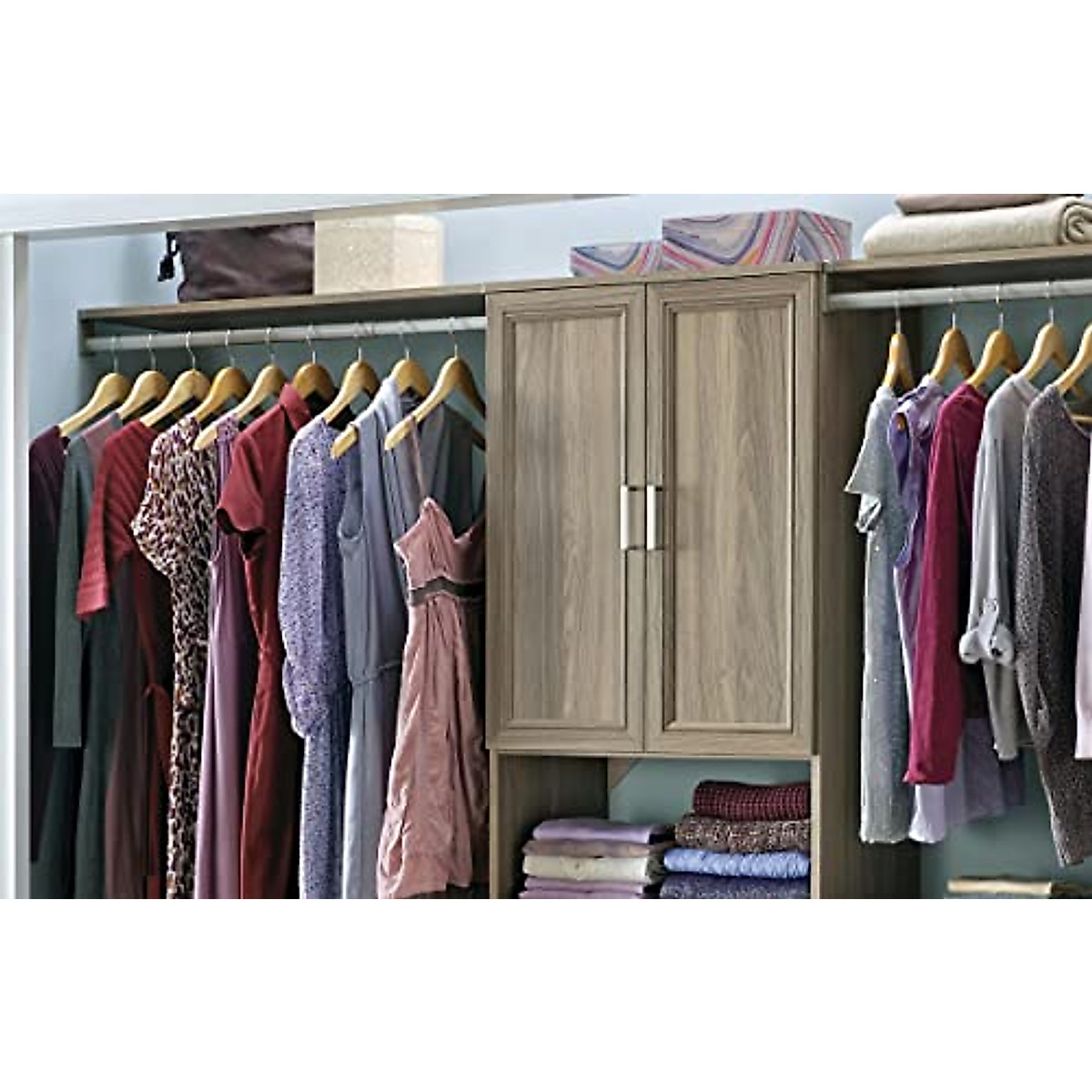 ClosetMaid SuiteSymphony Wood Closet Set, Add On Accessory Shaker Style, For Storage, Clothes, Units, Natural Gray/Satin Nickel, 25" Door Pair
