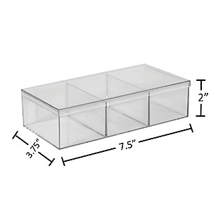 Hammont Rectangle Acrylic Box - Shelf Organizer Bins - Clear Storage Containers - Candy Party Favors | Bathroom Storage | Makeup Cosmetic Organization | Tall: 4"x4"x8" (3 Pack)