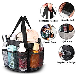 Faswyong Mesh Shower Caddy,Portable Shower Caddy Dorm, Quick Dry Mesh Shower Caddy, Bathroom mesh shower Caddy For College Dorm Room Essentials, Gym, Bathroom, Camp, Travel(black)