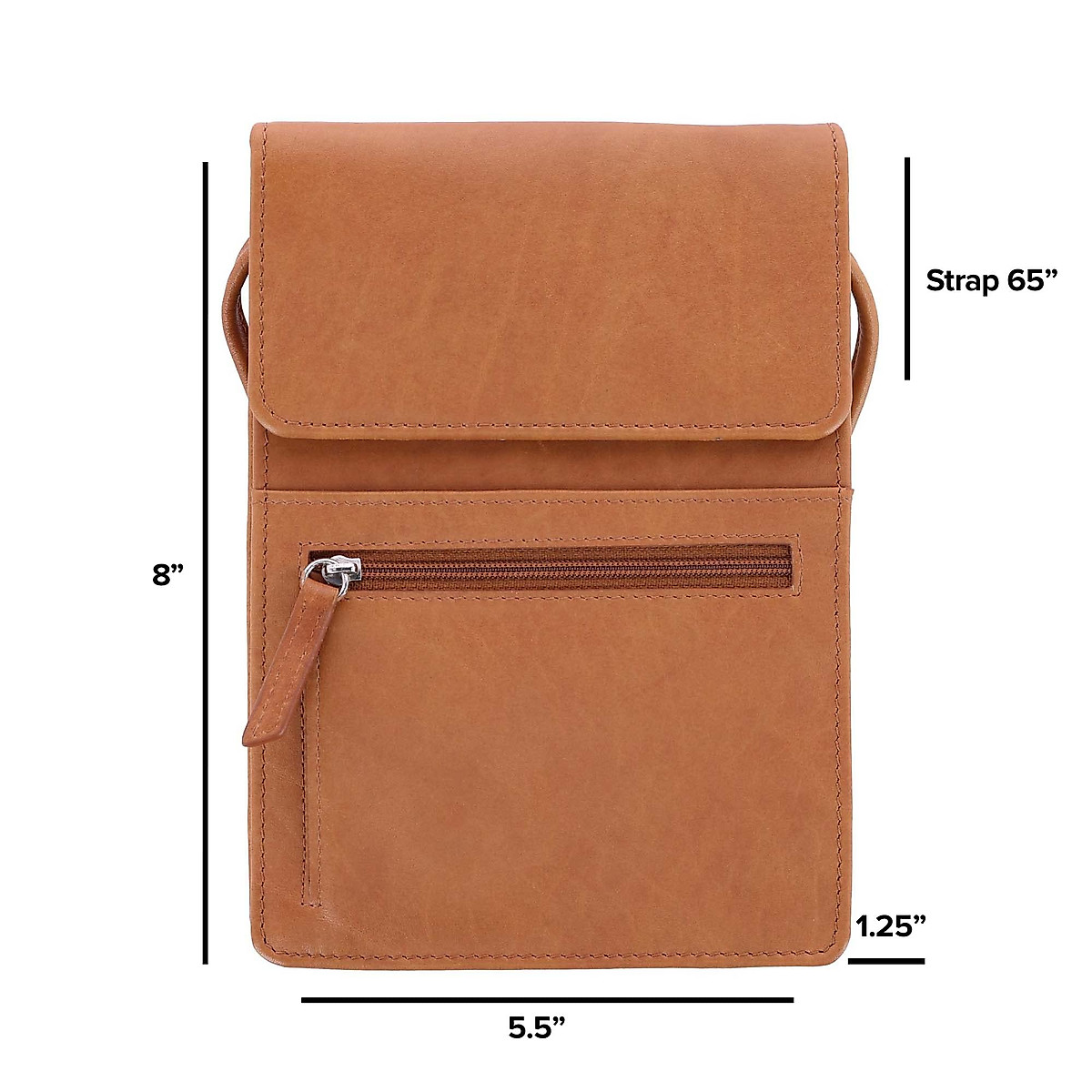 ili New York 6824 Leather Crossbody Organizer with RFID Blocking Lining (Antique Saddle)
