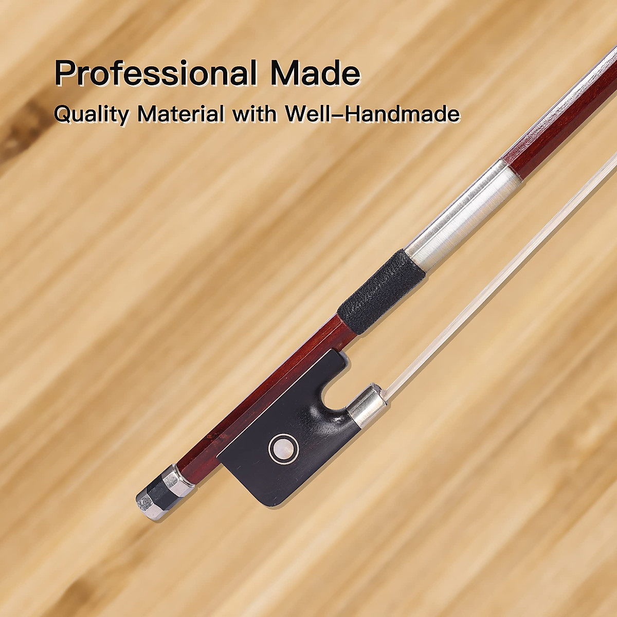 ADM 4/4 Full Size Student Cello Bow, Well Balanced Handmade Brazilwood Classic Cellos Bow Light Weight with Horsehair, Ebony Frog for Beginners