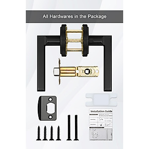 goldenwarm 16 Pack Black Interior Door Handles, Premium Zinc-Alloy Black Door Handle Interior, Contemporary Black Privacy Lever Door Handle for Bedroom, Bathroom