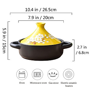 Xgxoz Tagine Pot for Cooking Ceramic Casserole Dish with 2 Handles And Cone-Shaped Lid Tajine Pot Soup Pot Slow Cooker