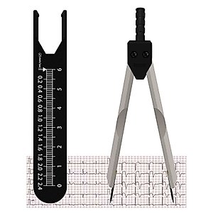 BLMHTWO EKG Calipers, ECG Calipers Caliper for Nurses Measuring Tool with Ruler and Help Read ECGs Stainless Steel Black Reliable Useful EKG Caliper for Paramedic School Cardiology Electrocardiogram