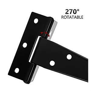 Garden Gate Hinges,Tee Shed Hinge, 6 X 5 Inch Heavy Duty Hinges Black Iron T-Shaped Triangle Hinges Shed Wood Fence Door Hinges Hardware