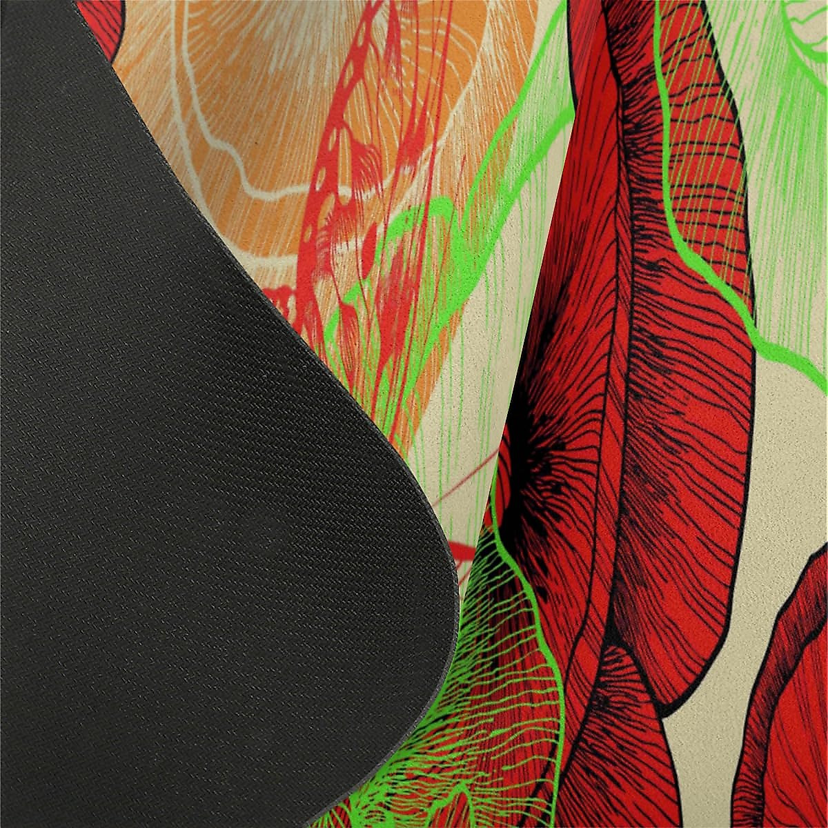 Retro Poppy Yoga Mat Folding Travel Fitness & Exercise Mat with Carrying Bag Non-Slip Lightweight Travel Yoga Mat for Women Pilates 72"L × 26.8” W × 2 Mm Thick