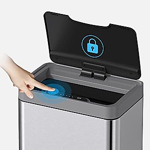 Mbillion Touchless Infrared Motion Sensor Trash Can 13.2 Gallons, Rectangular Stainless Steel Finish Hands-Free Automatic Open Smart Garbage Can for Home and Office Steel Brushed