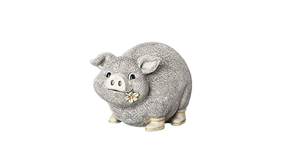 Roman Pudgy Pals Pig Garden Statue - Durable Outdoor Decor