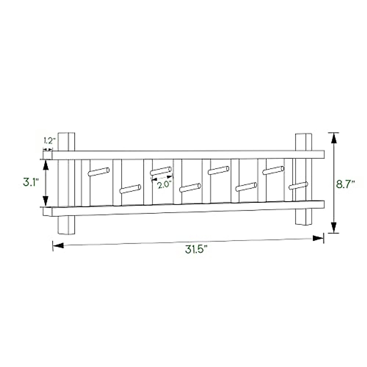 MoNiBloom Coat Rack Wall Mount 8 Pegs Long Bamboo Hooks for Hanging Backpack Coat Towel Hat Bag for Entryway, Hallway, Kitchen, Bedroom, Natural