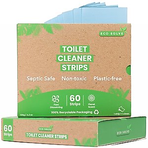 Natural Toilet Bowl Cleaner Strips, Eco-friendly, Non-toxic, Septic Safe, Removes Odors & Stains, Plastic-free, Natural Toilet Bowl Cleaner for Quick and Easy Cleaning, Toilet Fresheners (60 count)