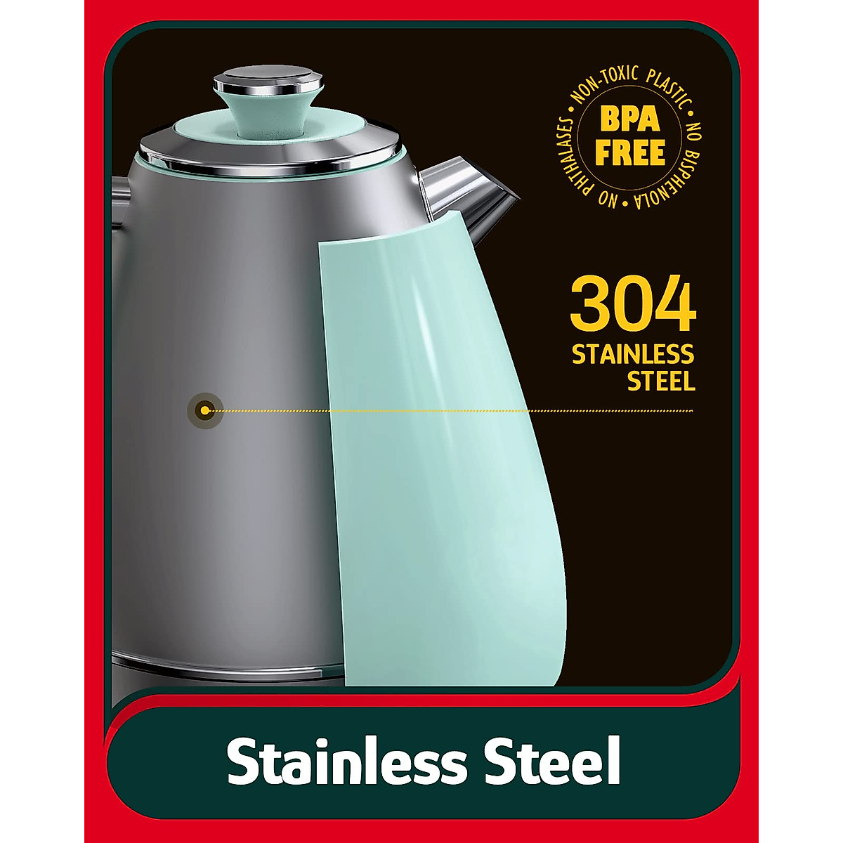 Hazel Quinn 1.7L Electric Kettle and 2-Slice Retro Toaster Set