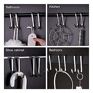 4 Pack Over Cabinet Drawer Double Hooks, Stainless Steel Multiple Use Narrow Door Hook for Kitchen, Bathroom, Wardrobe Door, only Sold by YamaziHD