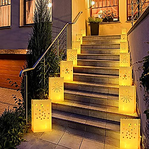 AceList 30 PCS White Luminary Bags with 30 PCS Flameless Candles, Paper Bags with Tea Lights Candles, LED Light Flameless TeaLight for Christmas Thanksgiving Birthday Decorations Outdoor