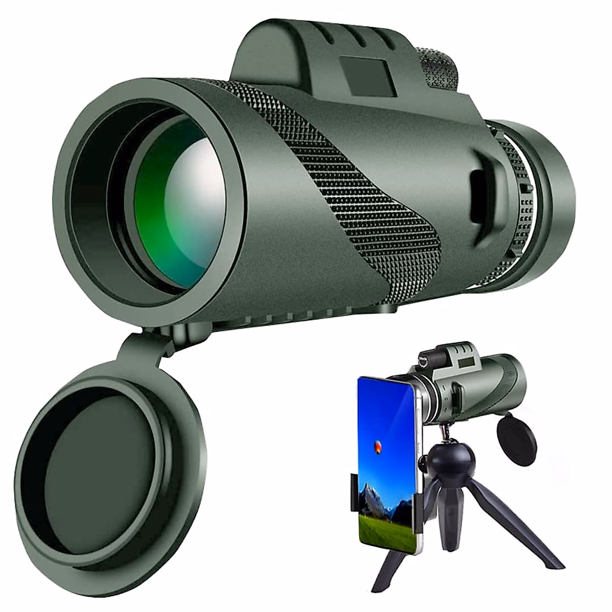 ISOWESHE Monocular 80x100 High Power Monocular Telescope for Adults1 with Smartphone Holder and Tripod, BAK4 Prism Monocular, Zoom Monocular for Bird Watching, Hunting, Hiking, Camping and Concerts