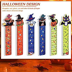 144 Pieces Halloween Bookmark Rulers Party Favors, Ruler Markers 6 Designs with Pumpkin Ghost Halloween Prints for Holiday Bookmark, Halloween Decorations, Classroom Rewards and Trick or Treat Prizes