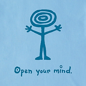 Life is Good. Men's Open Your Mind SS Crusher Tee, Cool Blue, Medium