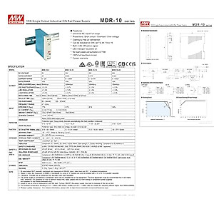 DynMach MDR-10-24 DIN Rail Mounted Power Supply - Input: 85-264VAC; Output: 12VDC, 0.42A, 10W; High Efficiency and Stability, Engineered for Small Scale Industrial Applications
