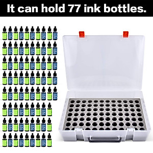 Alcohol Ink Storage Organizer Carrying Case, Holds 77pcs 0.35oz, 0.5oz Bottles of Alcohol Ink Set/ for Stickles Glitter Glue/ for Glossy Accents/ for Reinkers, Paint Travel Box Container (Case Only)