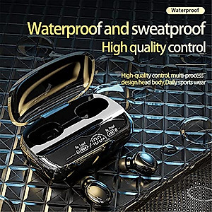 Wireless Earbuds,Bluetooth 5.2 Powerful Bass True Wireless Earphones,IPX6 Waterproof Touch Control HiFi Stereo Sound In Ear CVC8.0 Tech Noise Reduction Headphones with Mic,One-Step Pairing,LED Display