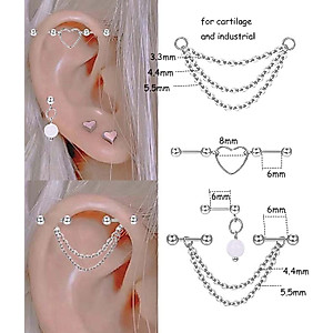 14G Industrial Barbell Earrings Stainless Steel Long Cartilage Helix Conch Body Piercing Jewelry 7-18pcs (Set #1)