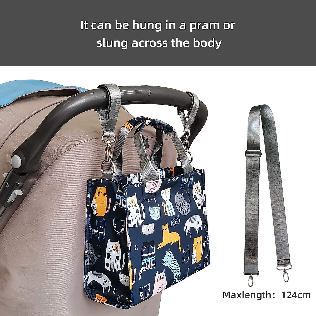 PHEBEN Small Diaper Bags Waterproof Travel Tote Mini Diaper Bag Multi-Function Baby Bags Crossbody Purse(Cat Paradise)