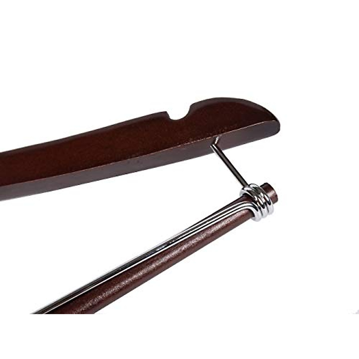 Quality Hangers 10 Wooden Curved Hangers Beautiful Sturdy Suit Coat Hangers with Locking Bar Chrome Hooks (10)