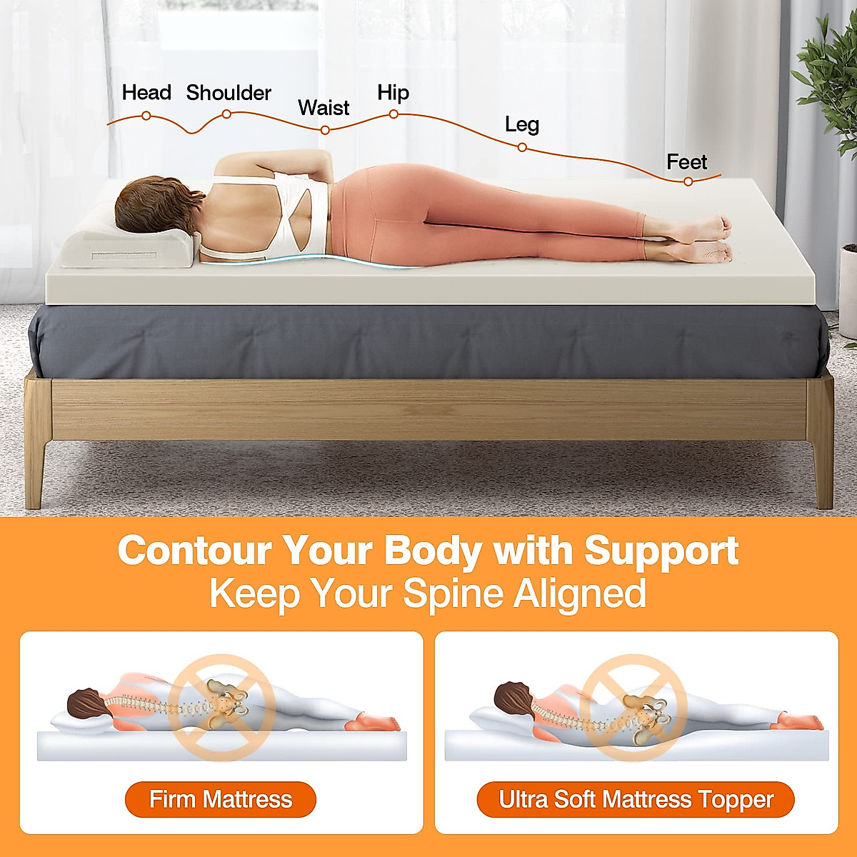 Giantex Bed Mattress Topper, 3 Inch Thickness Soft Mattress Pad, Full Bed Topper