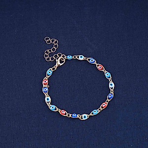 Iaceble Boho Evil Eye Bracelet Colorful Evil Eye Chain Bracelet Turkish Evil Eye Beads Bracelet Lucky Eye Bracelet Jewelry for Women
