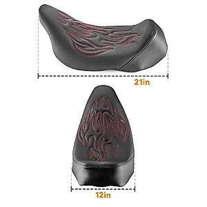 Mofun Solo Driver Seat Compatible with Harley Touring Street Road Electra Glide Road King Bagger Dresser 2008-2023, Red Flame