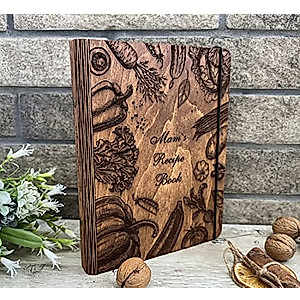 Personalized Recipe Book Wooden Cookbook Blank Recipe Binder Gift Daughter And Mom Her Custom Recipe Journal Wooden Family Book Wedding Gift (Style2)