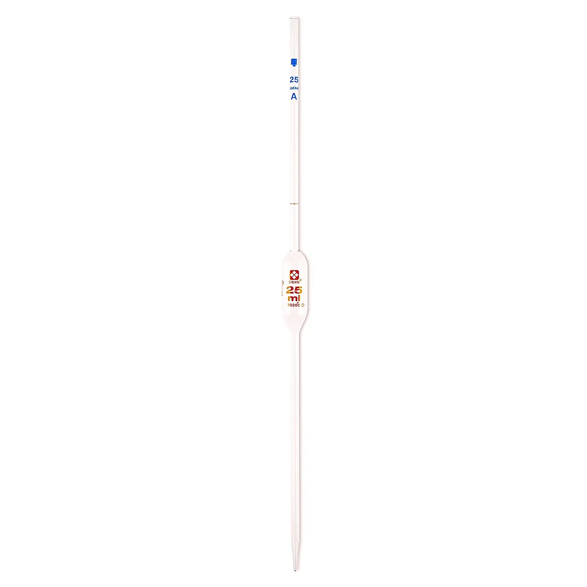 Sibata 2040A-2 2mL Volumetric Pipets, Class A, Reusable Glass, Color-Coded Orange, to Deliver Pack of 12