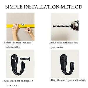 Jukzi 10 Pack Coat Hook Wall Mounted Single Prong Matte Black Heavy Duty Rust-Proof Hooks for Hanging Wall Coat Towel Key Bathroom Kitchen Living Room Hooks