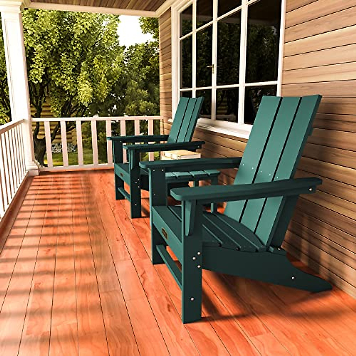SERWALL Adirondack Chair Oversized Outdoor Fire Pits Chair Weather Resistant-Green